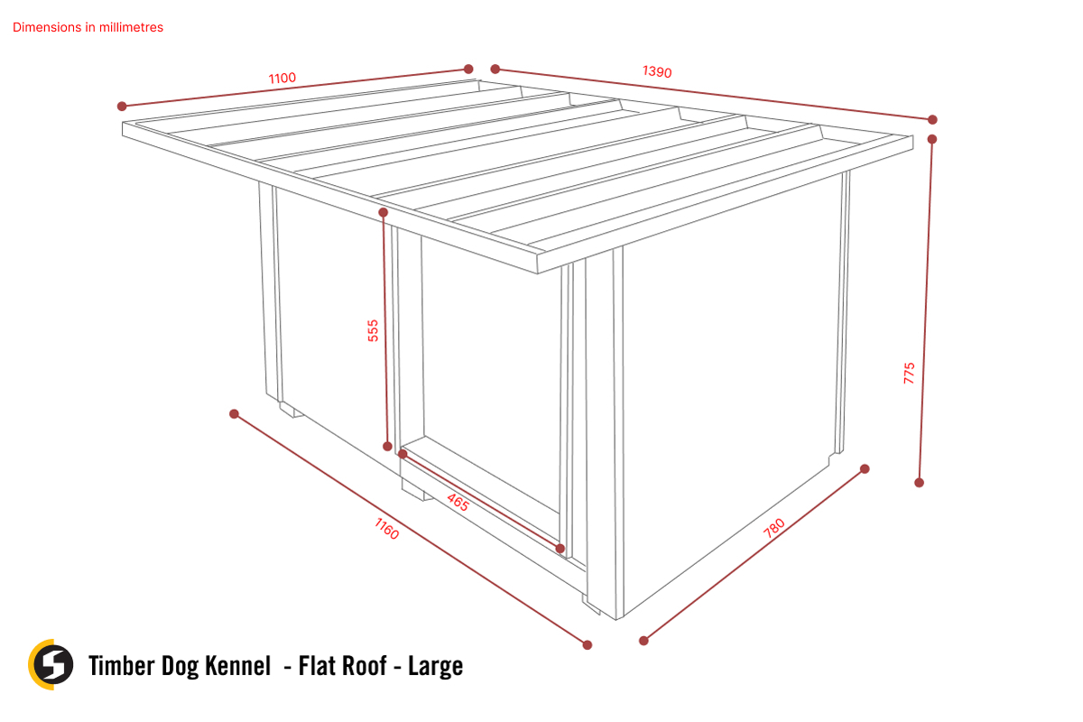 Timber Dog Kennel (Flat Roof) - SteelChief