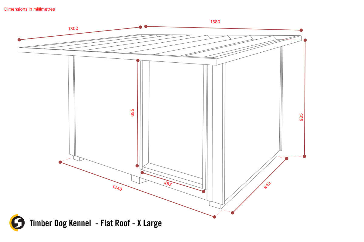 Timber Dog Kennel (Flat Roof) - SteelChief