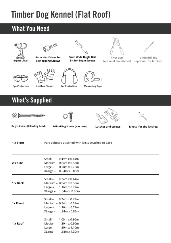 Timber Dog Kennel (Flat Roof) - SteelChief